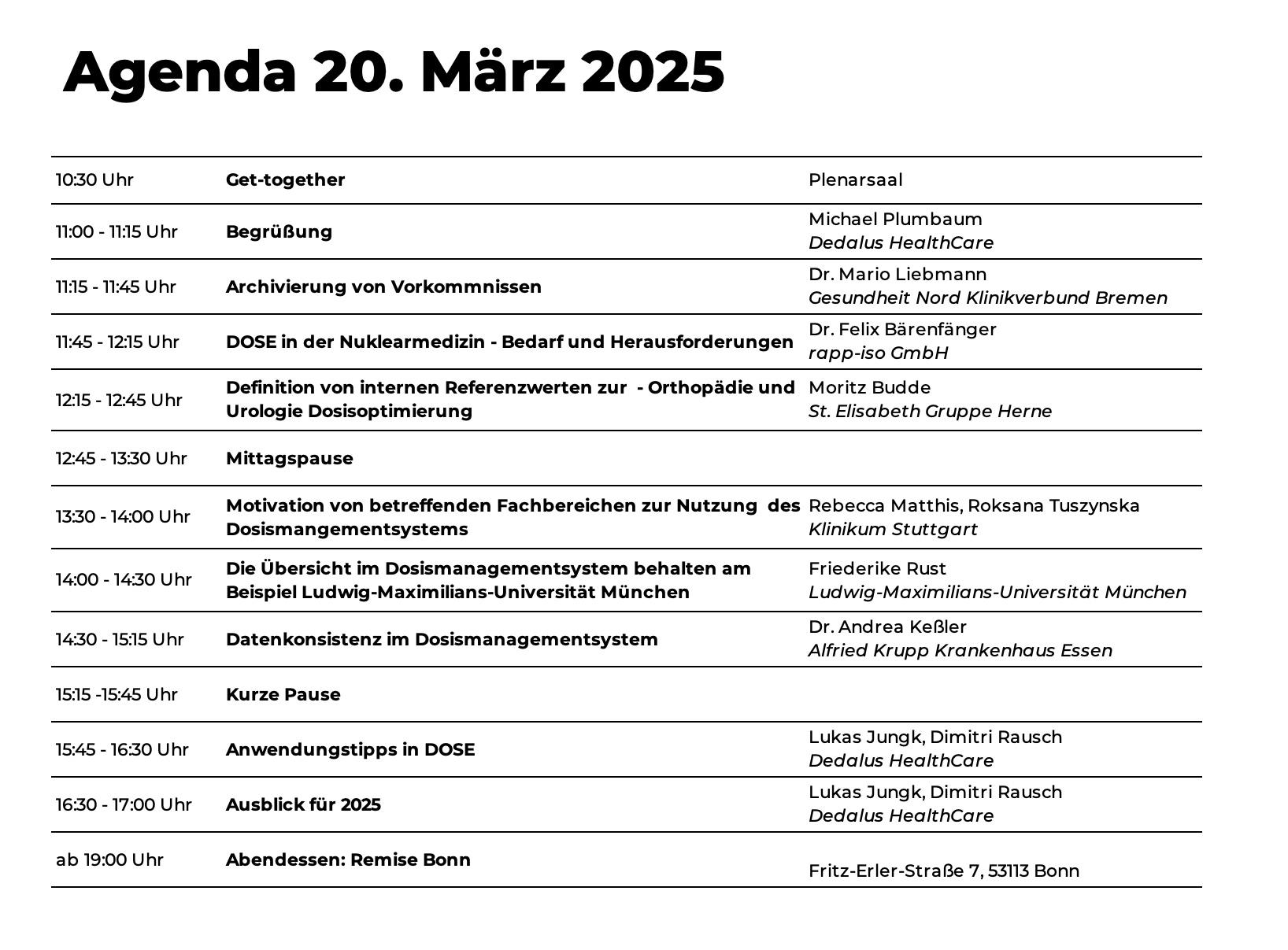 Anwendertag DOSE 2025 - Dedalus DACH